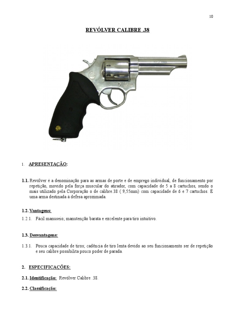 Revolver Cal .38 | PDF | Munição | Revólver