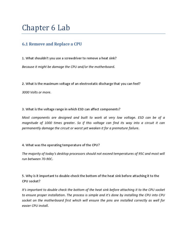 Chapter 6 Lab | PDF | Hertz | Central Processing Unit