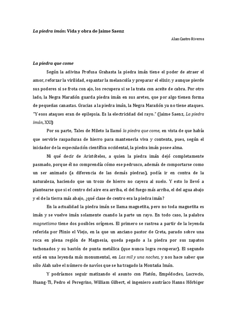 La Piedra Imán, Vida y Obra de Jaime Saenz, Alan Castro | PDF | Poesía | Religión y creencia