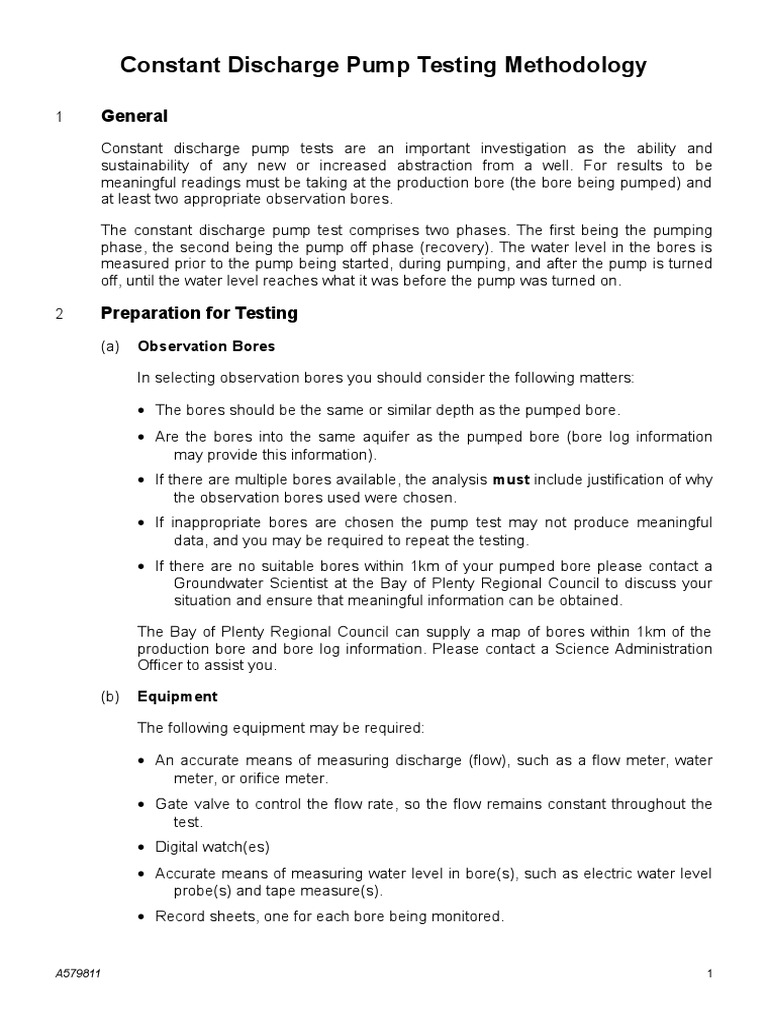 Pump Testing Methodology - Electronic | PDF | Pump | Groundwater