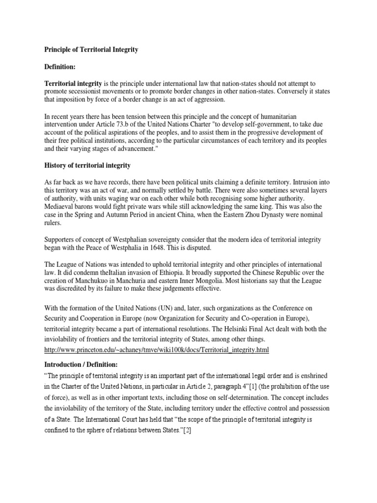 Principle of Territorial Integrity | PDF | International Law ...