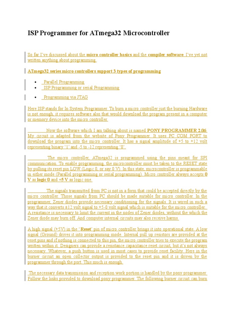 Isp Programmer For Atmega32 Microcontroller: Atmega32 Series Micro Controllers Support 3 Types ...