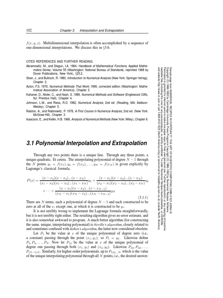 Polynomial Interpolation And Neville S Algorithm Download Grátis Pdf Interpolation