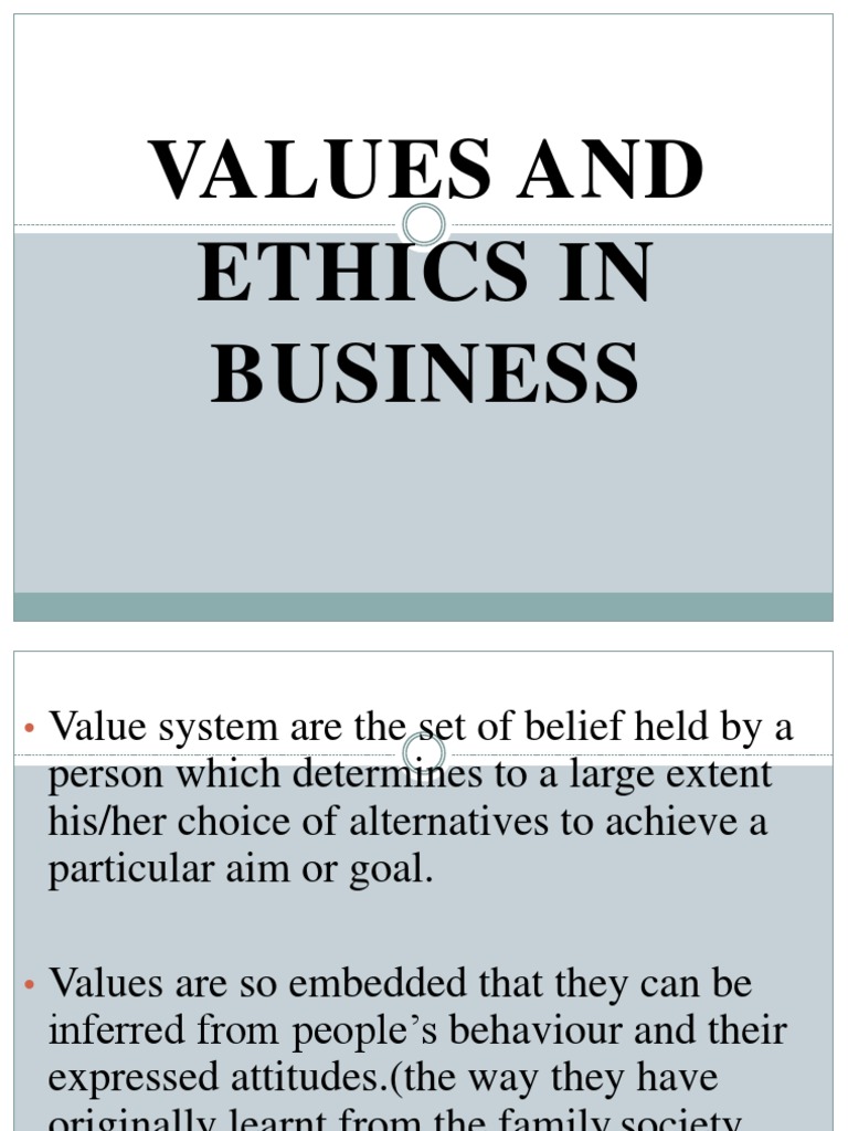 Values and Ethics in Business | PDF | Value (Ethics) | Morality