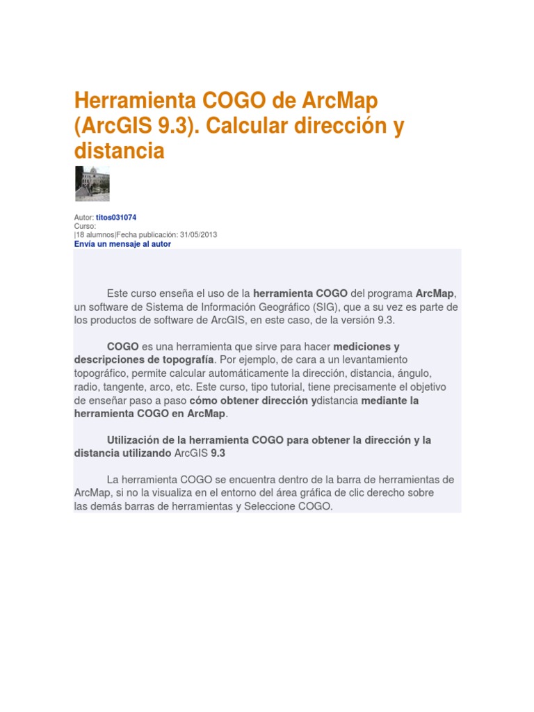 Herramienta COGO de ArcMap | PDF | Sistema de información geográfica | Herramientas