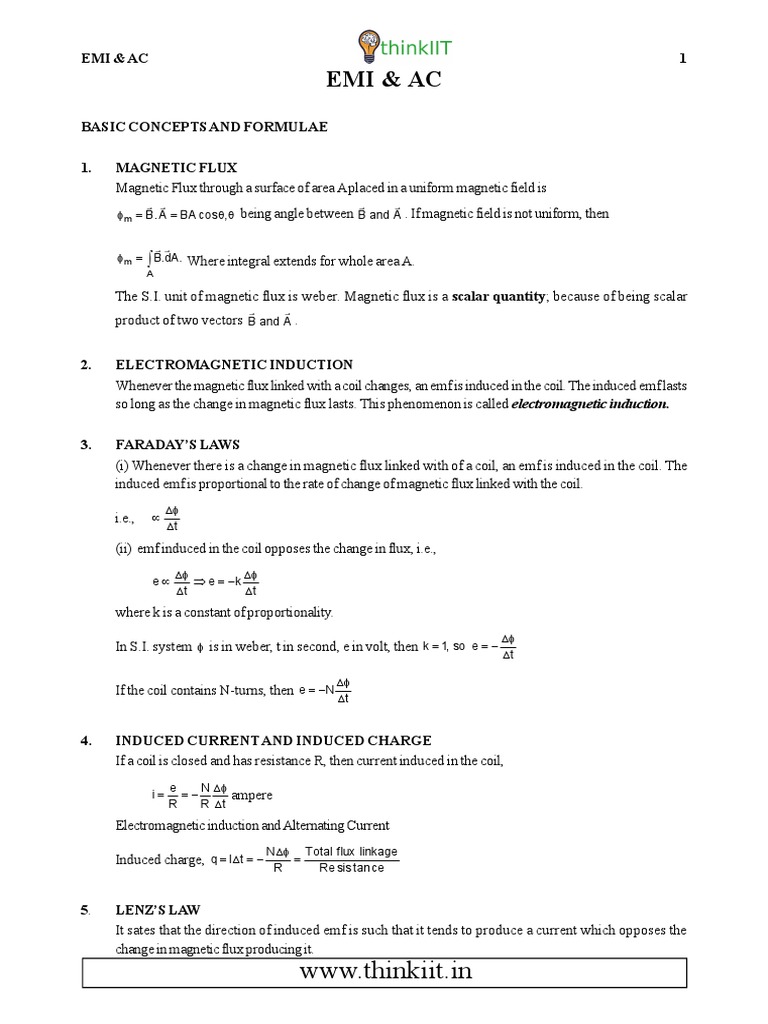 4 - Electromagnetic Induction & AC PDF | PDF | Inductor | Transformer