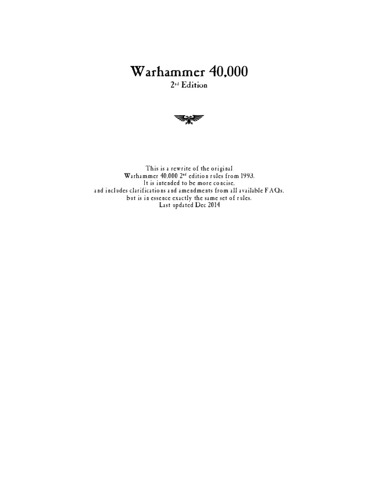 Warhammer 40K 2nd Edition Rules Guide | PDF | Cavalry | Artillery Battery
