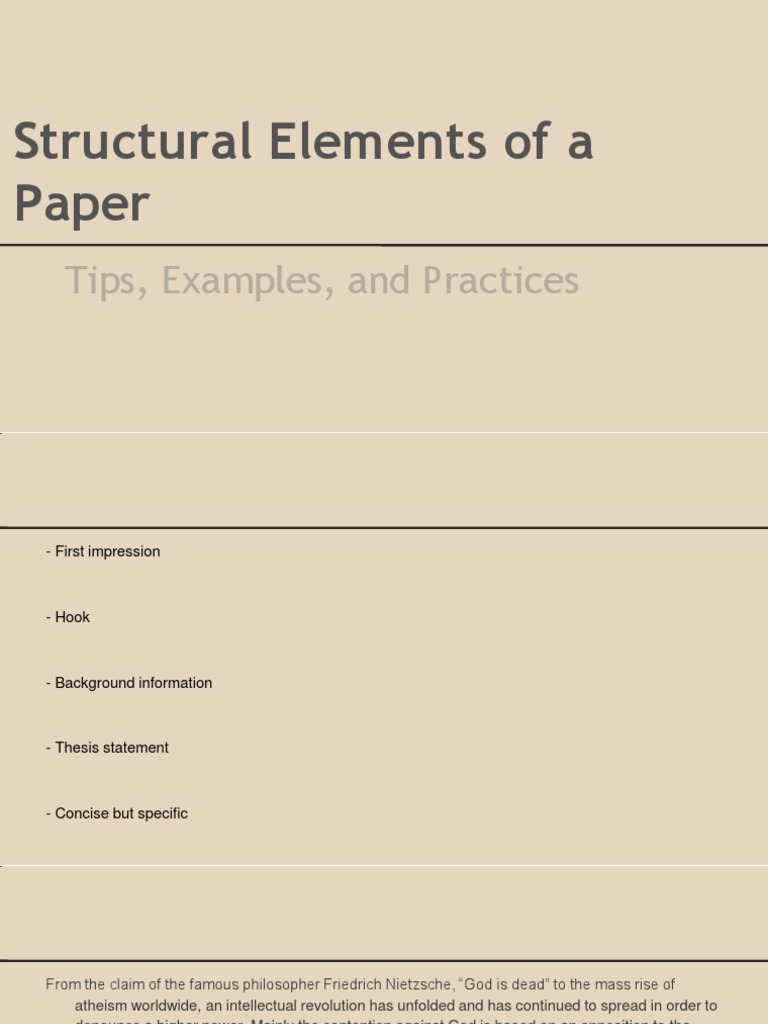 Structural Elements of A Paper Presentation | PDF | Atheism | Spirituality