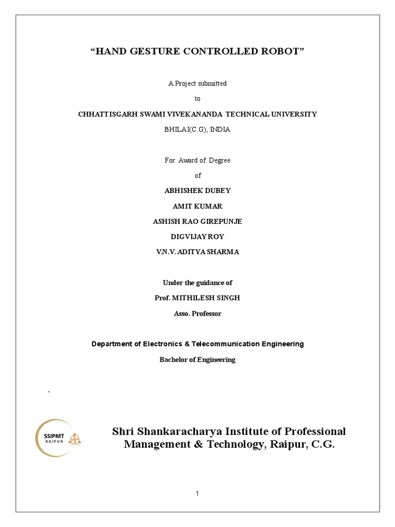 Hand Gesture Controlled Robot. | PDF | Microcontroller | Accelerometer