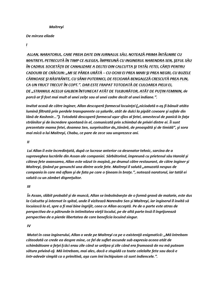 Rezumat Maitreyi | PDF