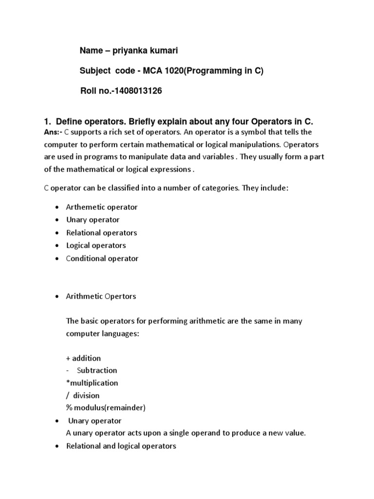 MCA1020 Programming With C | PDF | Control Flow | Variable (Computer ... MCA1020 Programming With C | PDF | Control Flow | Variable (Computer ...