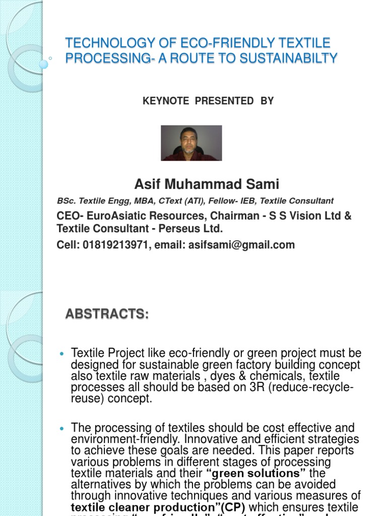 Eco-Friendly Textile Processing Solutions | PDF | Textiles | Yarn