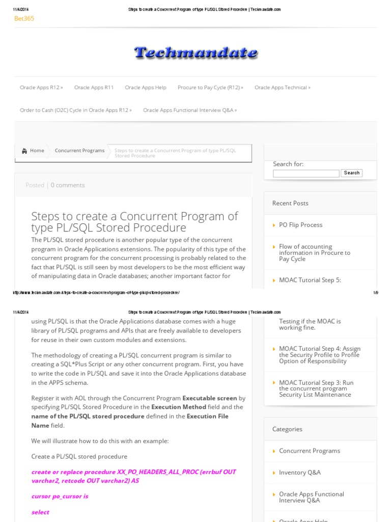 Steps To Create A Concurrent Program of Type PL - SQL Stored Procedure ... Steps To Create A Concurrent Program of Type PL - SQL Stored Procedure ...