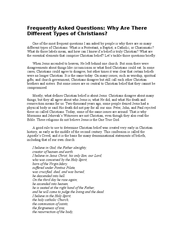 Why Are There Different Types of Christians? (Article) | PDF ...