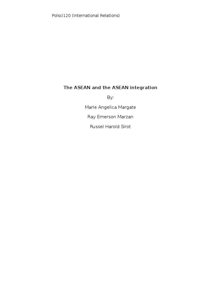 The ASEAN and The ASEAN Integration | PDF | Asean Free Trade Area ...