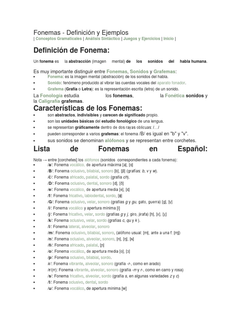 Fonemas: Definición y Clasificación | PDF | Fonema | Fonología