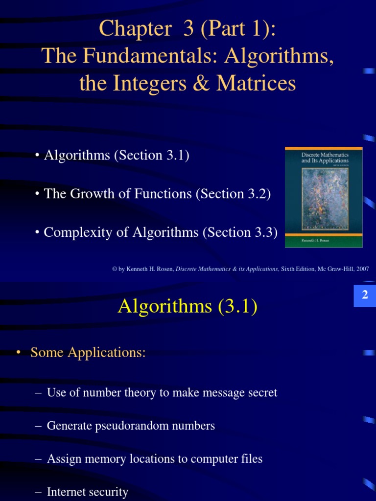 Chapter 3 (Part 1) : The Fundamentals: Algorithms, The Integers & Matrices | PDF | Time ...