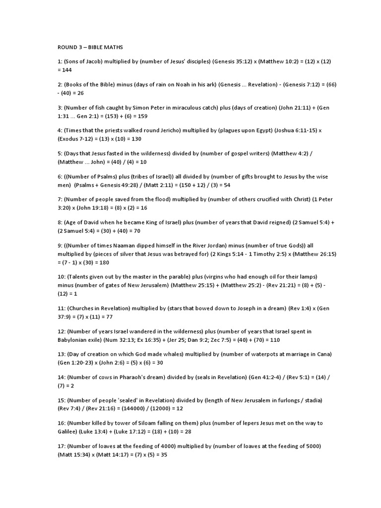 Bible Maths | PDF | Gospel Of Matthew | Book Of Genesis