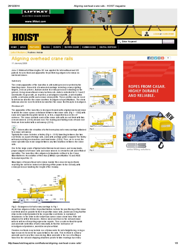 Aligning Overhead Crane Rails - HOIST Magazine | PDF | Surveying ...