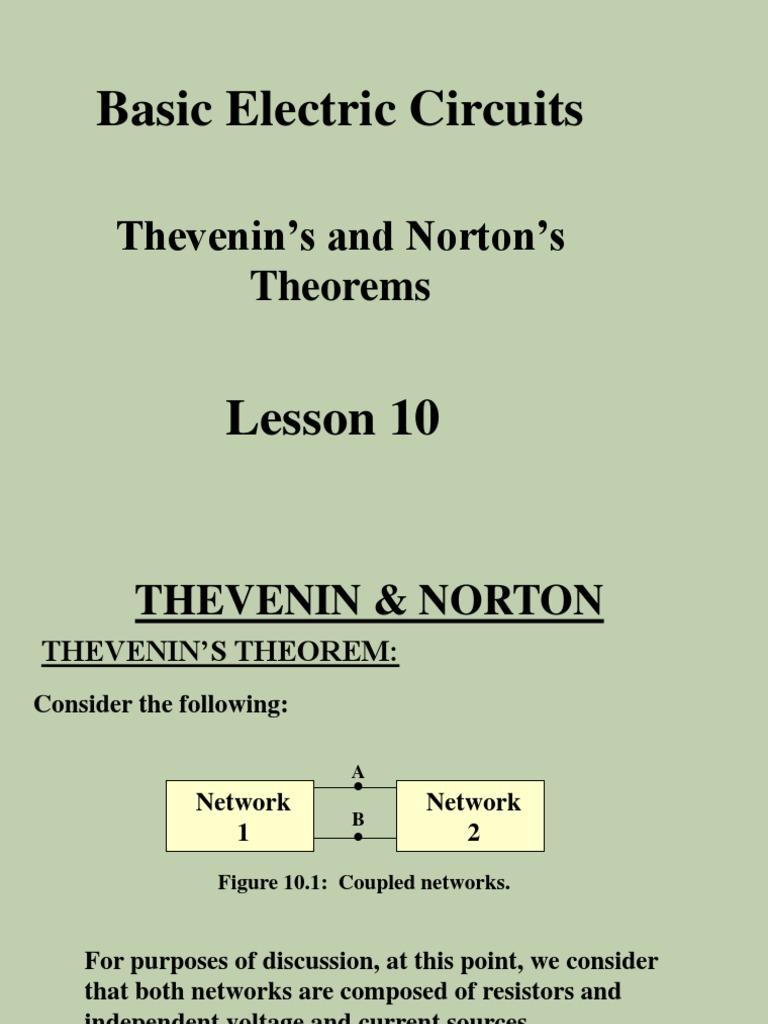 Lesson 10 Thevenin and Norton | PDF | Electrical Network | Electrical ...