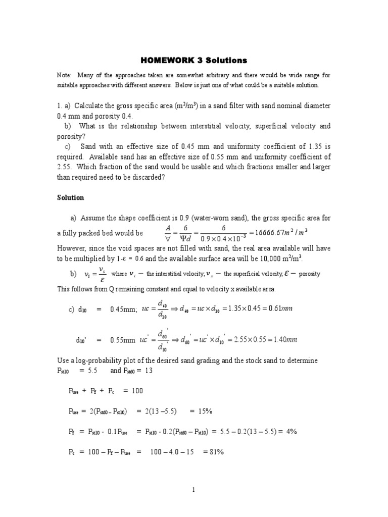 HW3 Sol | PDF | Filtration | Porosity