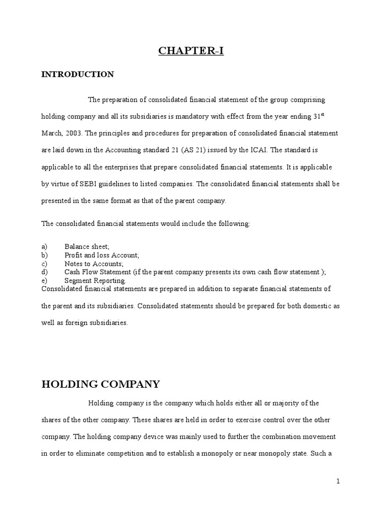 MCOM Sem 1 FA Project On Consolidated Financial Statement | Download ...