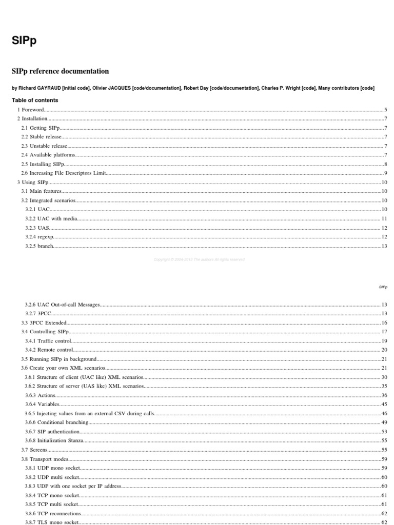 SIPp - Reference | PDF | Session Initiation Protocol | Network Socket