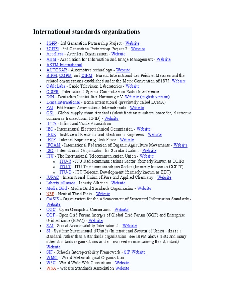 International Standards Organizations | PDF | Standards Organization ...
