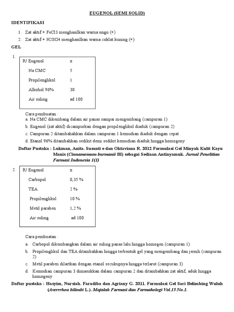 Formulasi Dan Identifikasi Eugenol | PDF