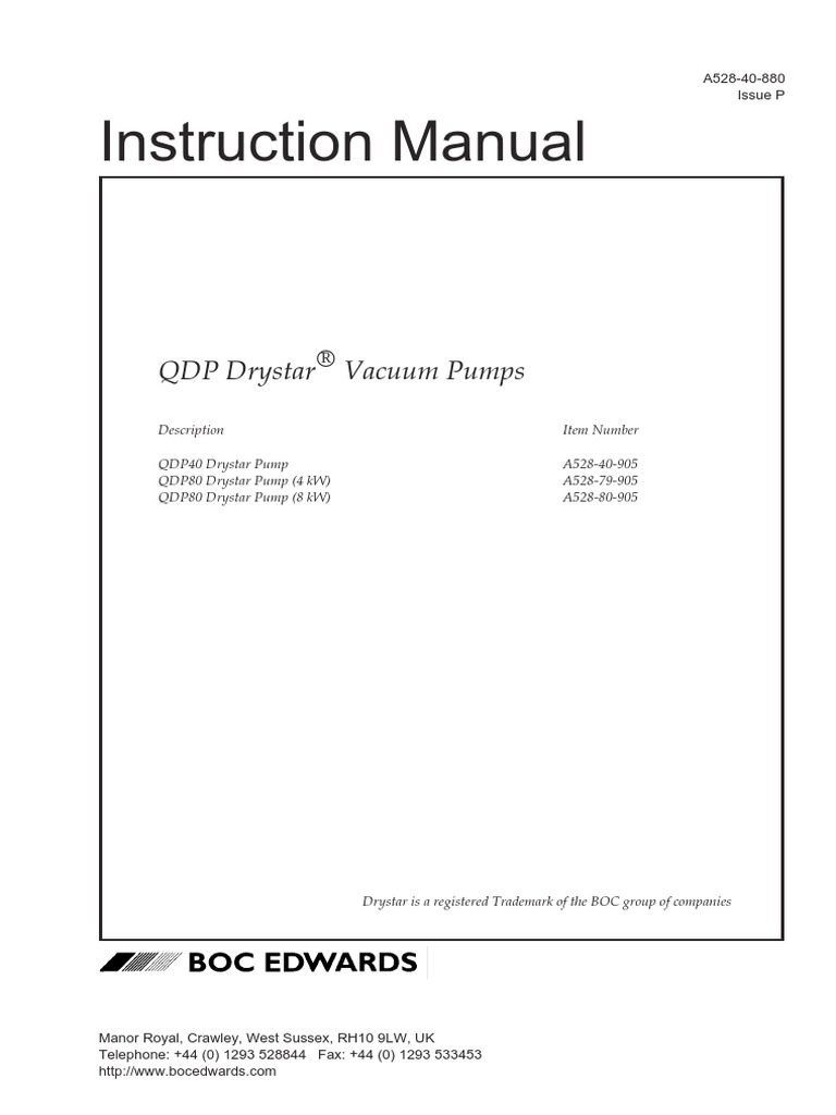 Manual Edwards Qdp40 and Qdp80 | PDF | Pump | Electrical Connector