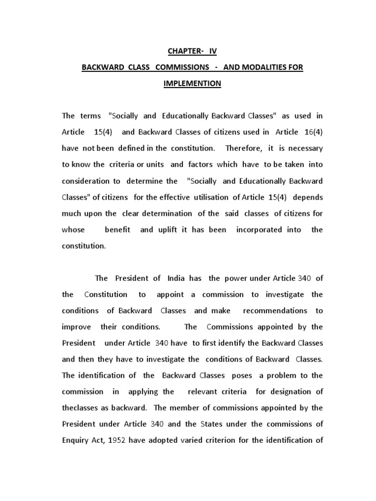 Backward Classes Commission | PDF | Caste | Social Inequality