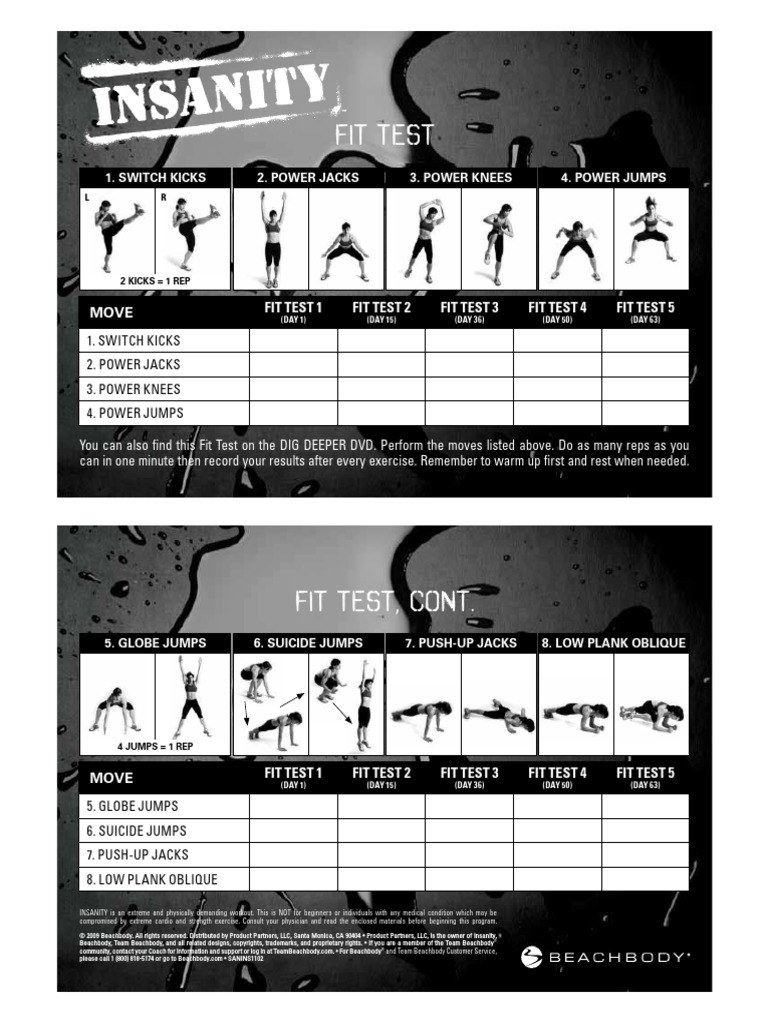 Insanity Fit Test | PDF