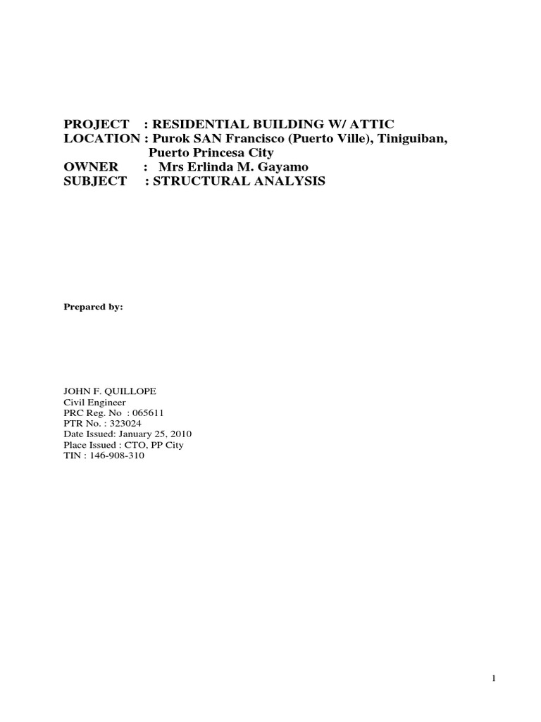 Structural Analysis for Residential Building | PDF | Construction ...