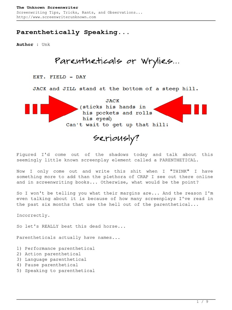 Parenthetically Speaking | PDF | Screenplay | Languages