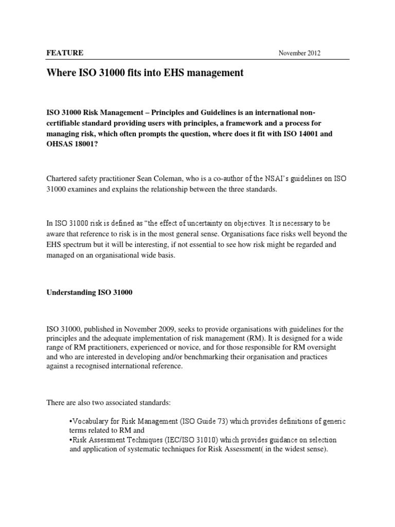 ISO 31000 For EHS Professionals | PDF | Risk | Risk Management