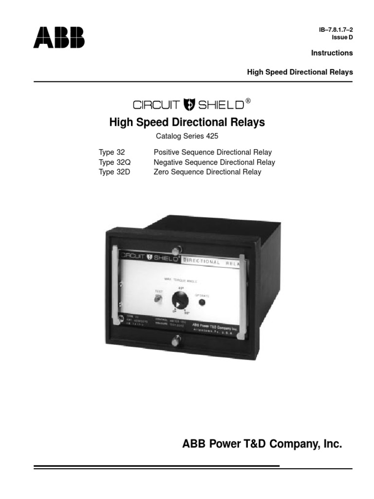 ABB High Speed Directional Relays PDF | PDF | Relay | Electrical Connector