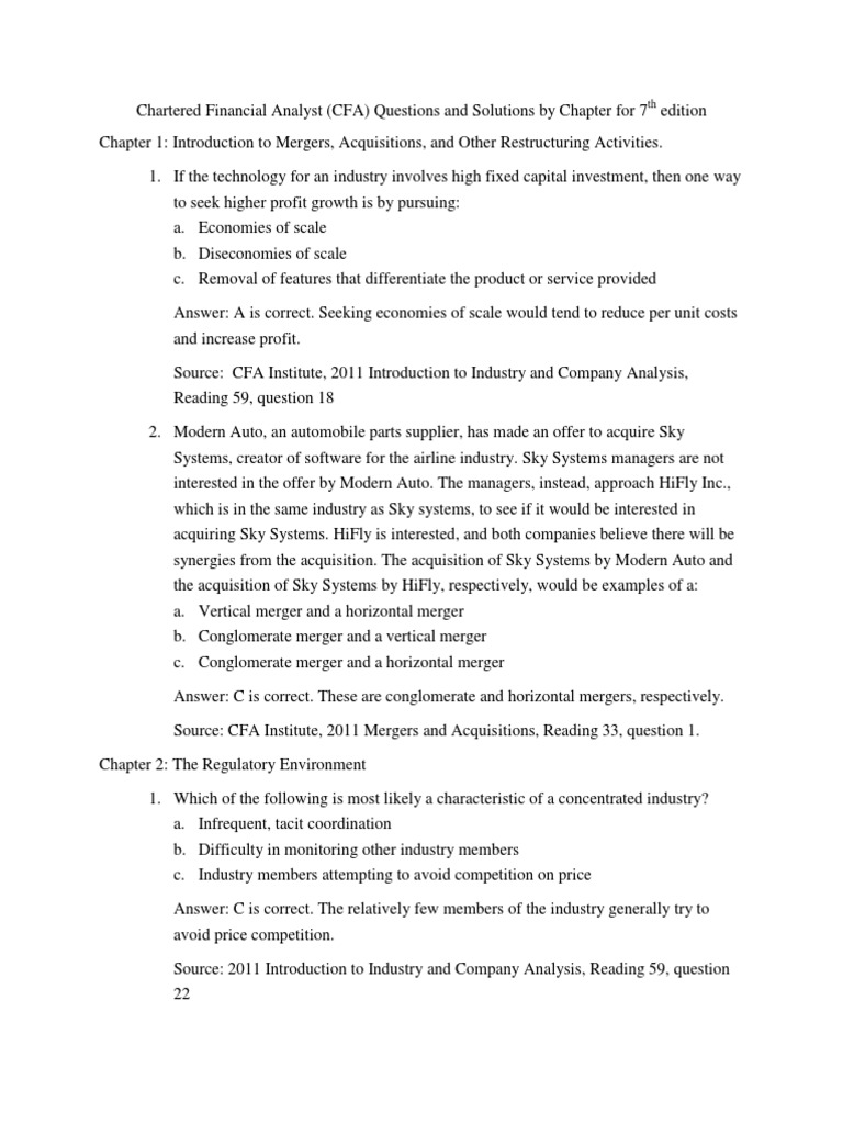 CFA Questions and Solutions | PDF | Valuation (Finance) | Stock Valuation
