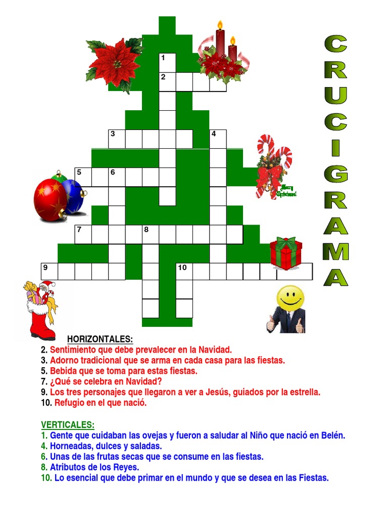 Crucigramas Navideños Para Imprimir Crucigrama Navideño En Español