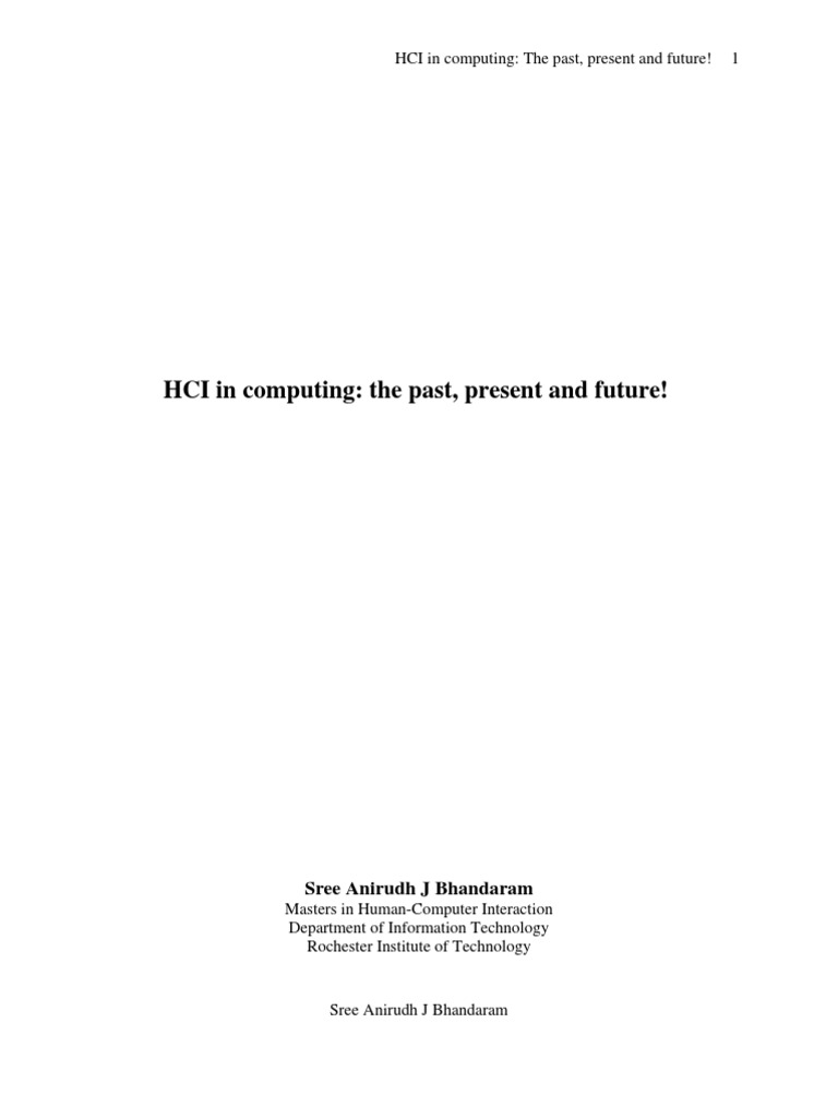 HCI in Computing: The Past, Present and | PDF | Human–Computer ...