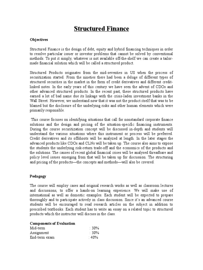 Structured Finance Solutions | PDF | Collateralized Debt Obligation ...