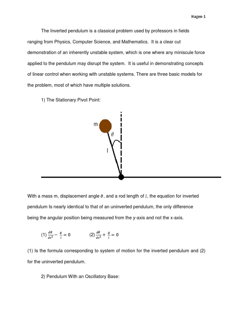 Inverted Pendulum | PDF | Systems Theory | Physics