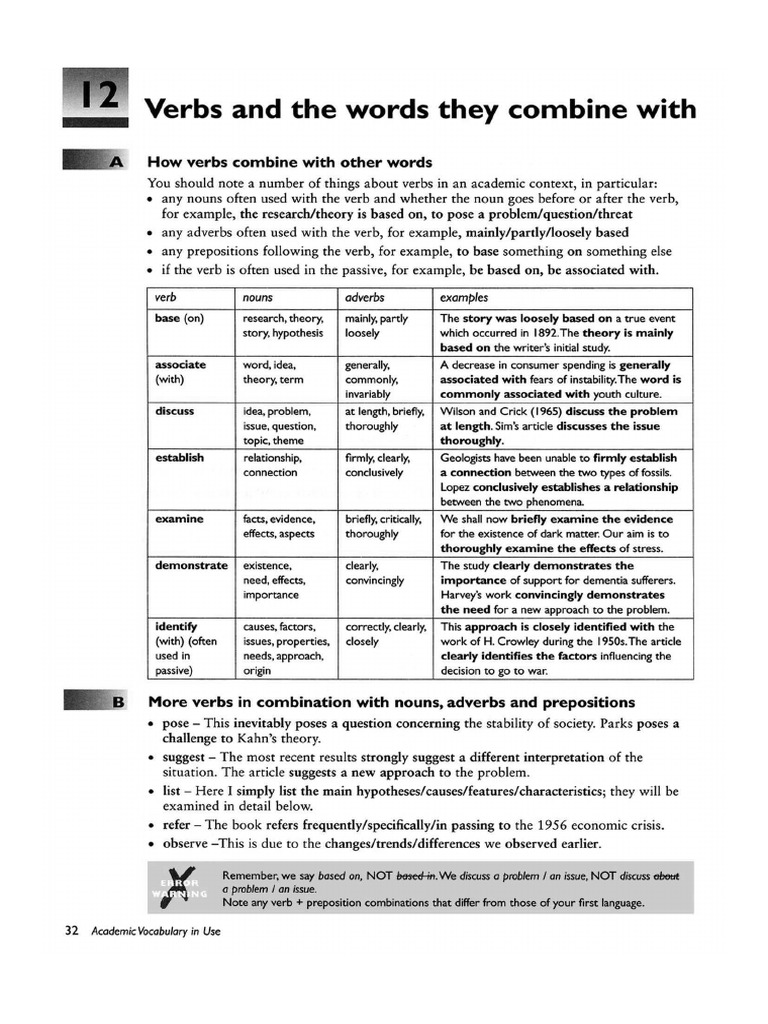 Verbs and Words They Combine With | PDF