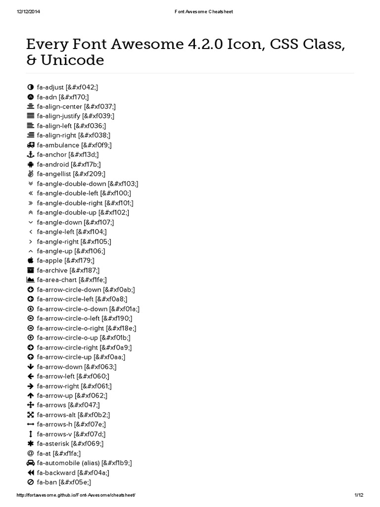 Font Awesome Cheatsheet | PDF | Typography | Text