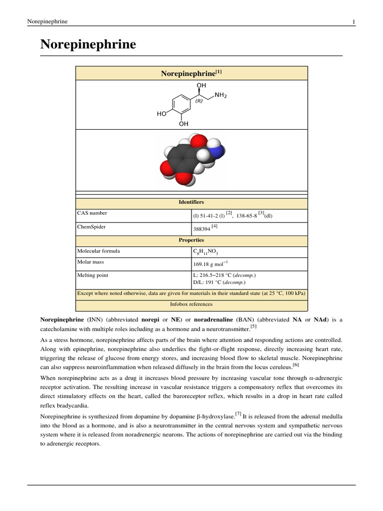Norepinephrine | PDF | Norepinephrine | Epinephrine