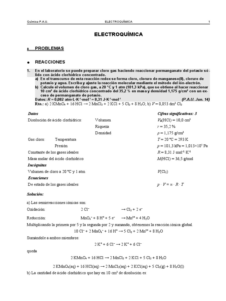 Química P.A.U. electroquímica | PDF | Redox | Electroquímica