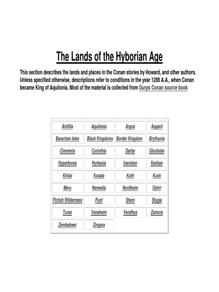 The Lands of the Hyborian Age