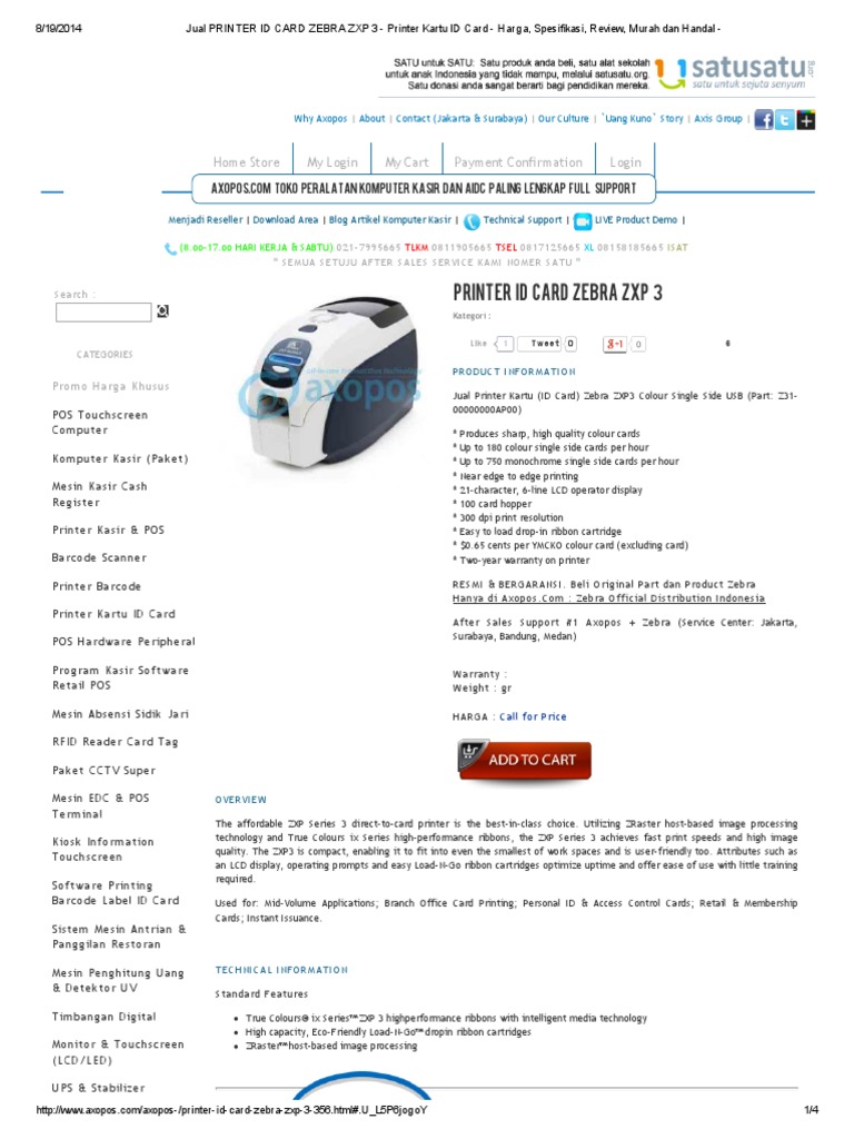 Jual PRINTER ID CARD ZEBRA ZXP 3 - Printer Kartu ID Card - Harga, Spesifikasi, Review, Murah Dan ...