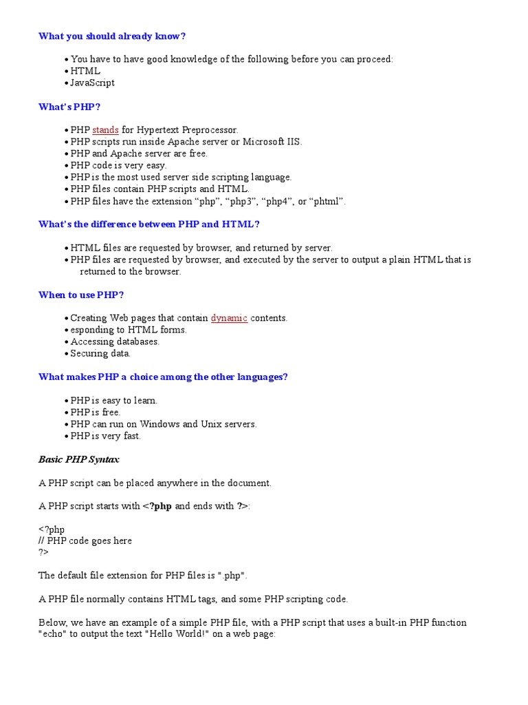 PHP Tutorial | Download Free PDF | Php | Html
