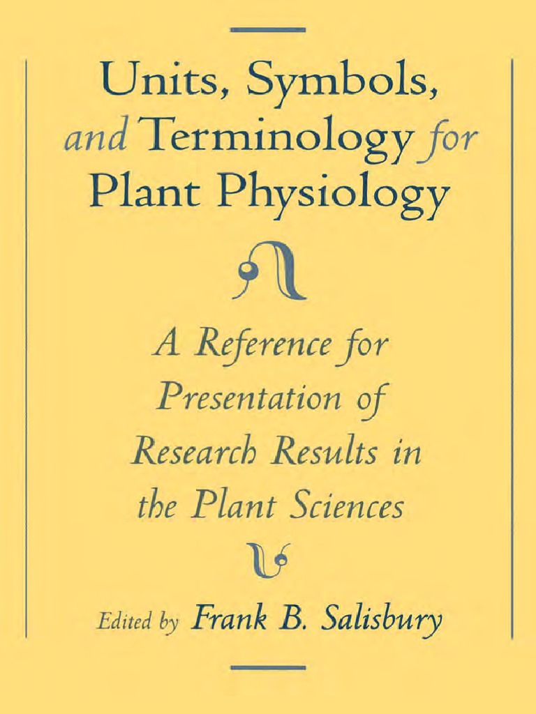 Units, Symbols, and Terminologys For Plant Physiology | PDF | Kilogram ...