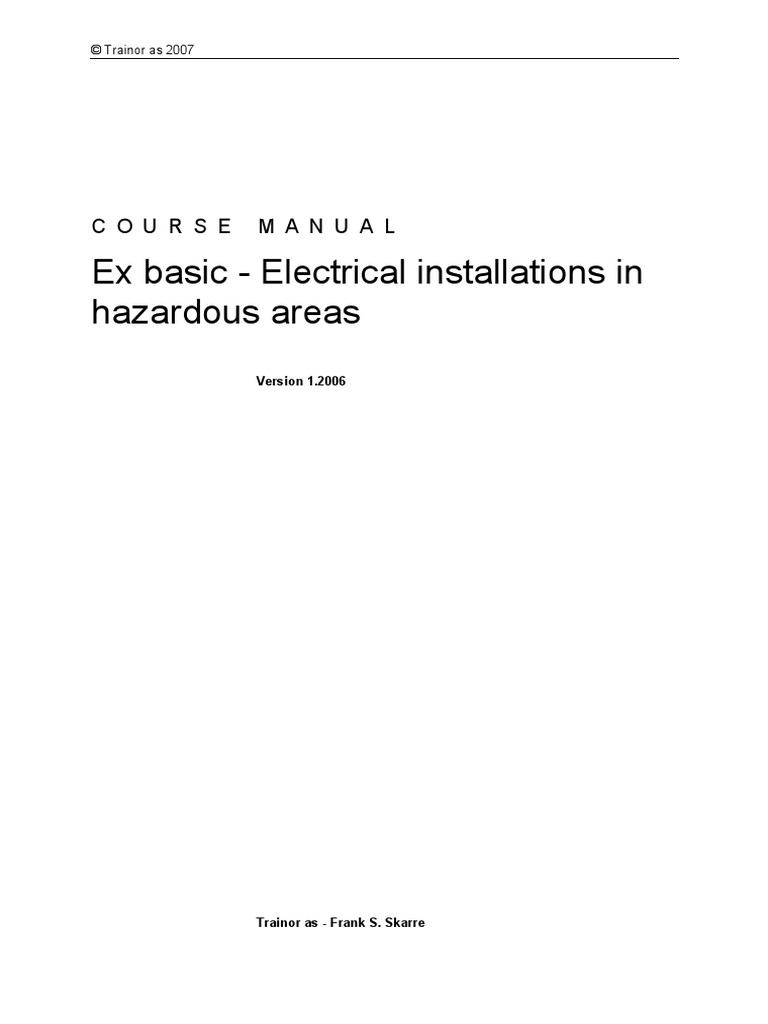 Ex Basic - Electrical Installations in Hazardous Area | PDF | Explosion ...